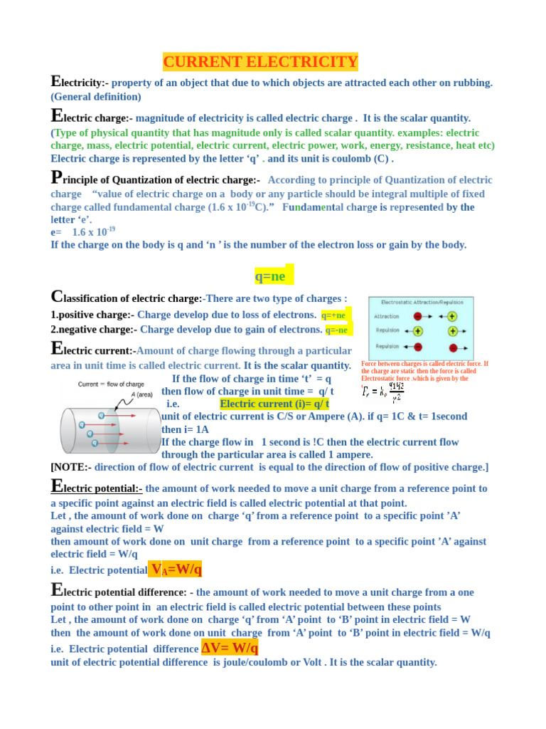 Current Electricity | PDF | Electric Charge | Electrical Resistance And ...