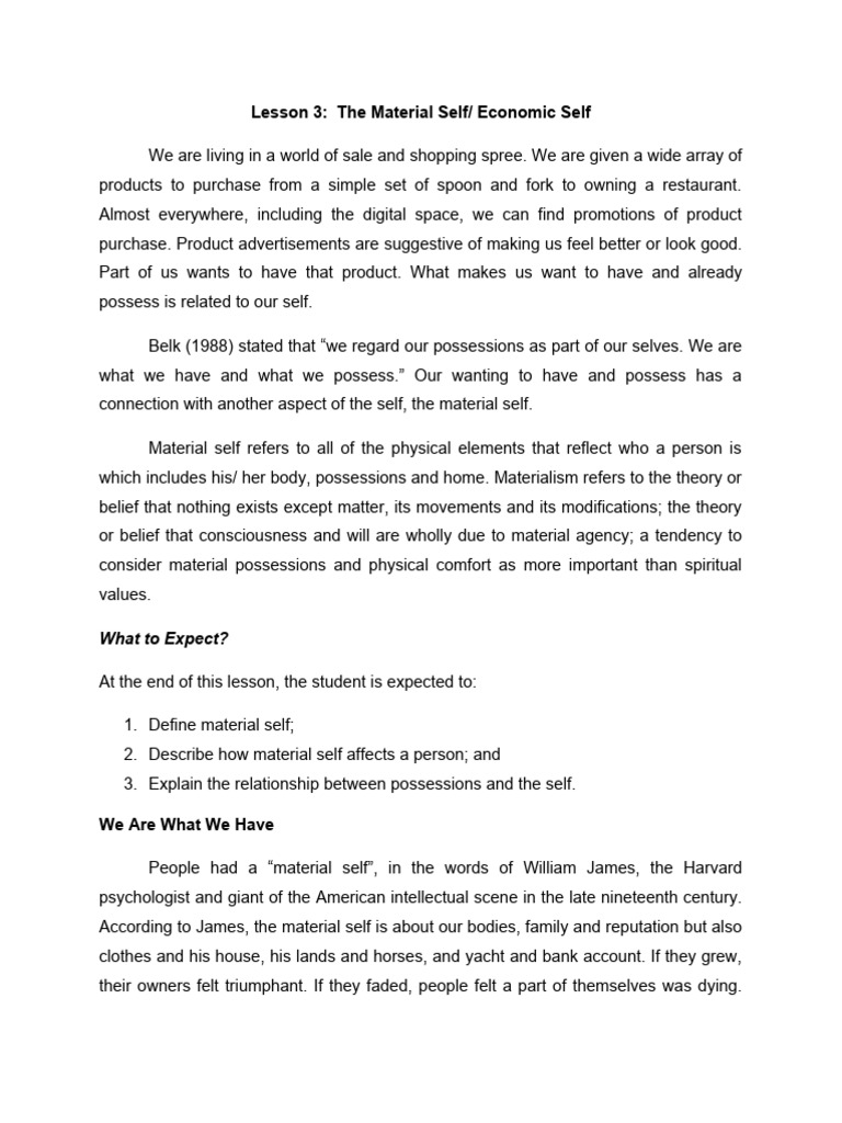 Lesson 3 | PDF | Self | William James