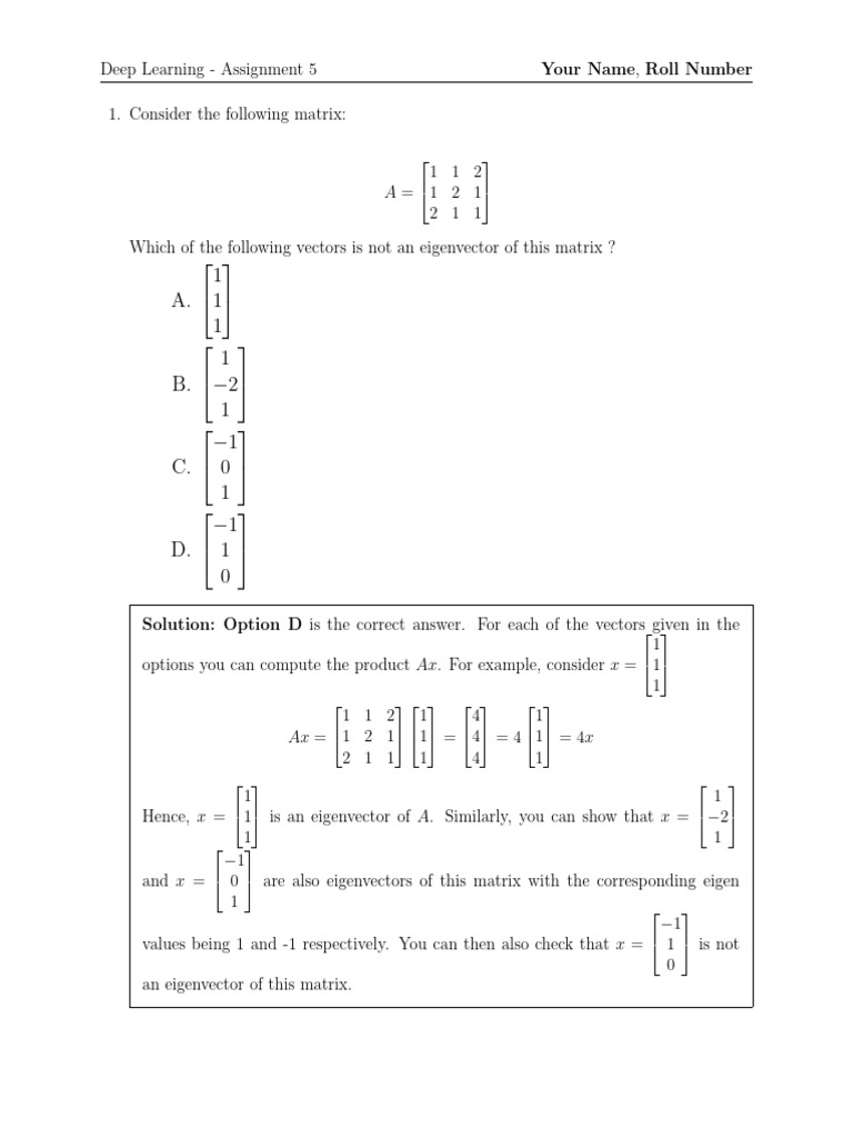 Deep Learning Assignment5 Solutions | PDF | Eigenvalues And ...