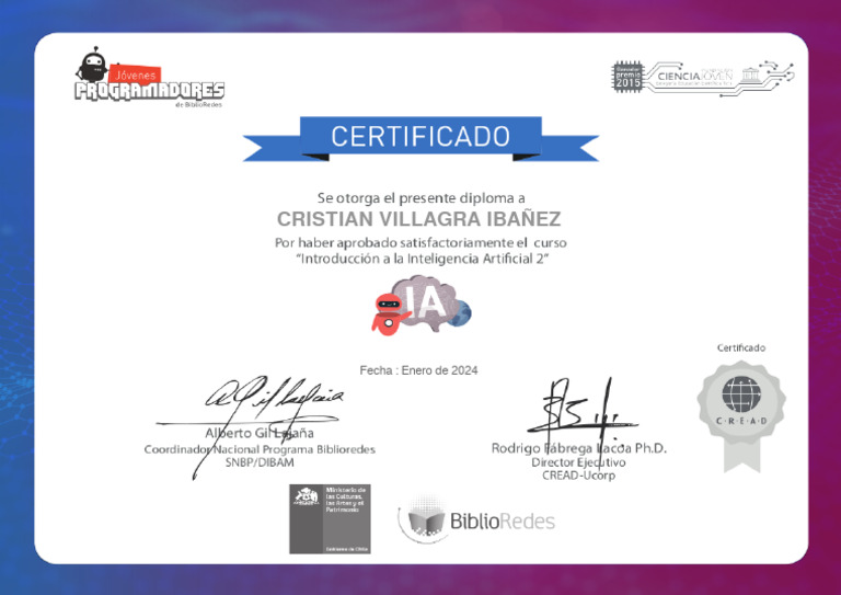 Certificado Inteligencia Artificial | PDF Certificado Inteligencia Artificial | PDF