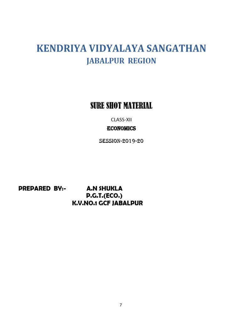 Xii-eco- Sure Shot Material | PDF | Money | Reserve Bank Of India