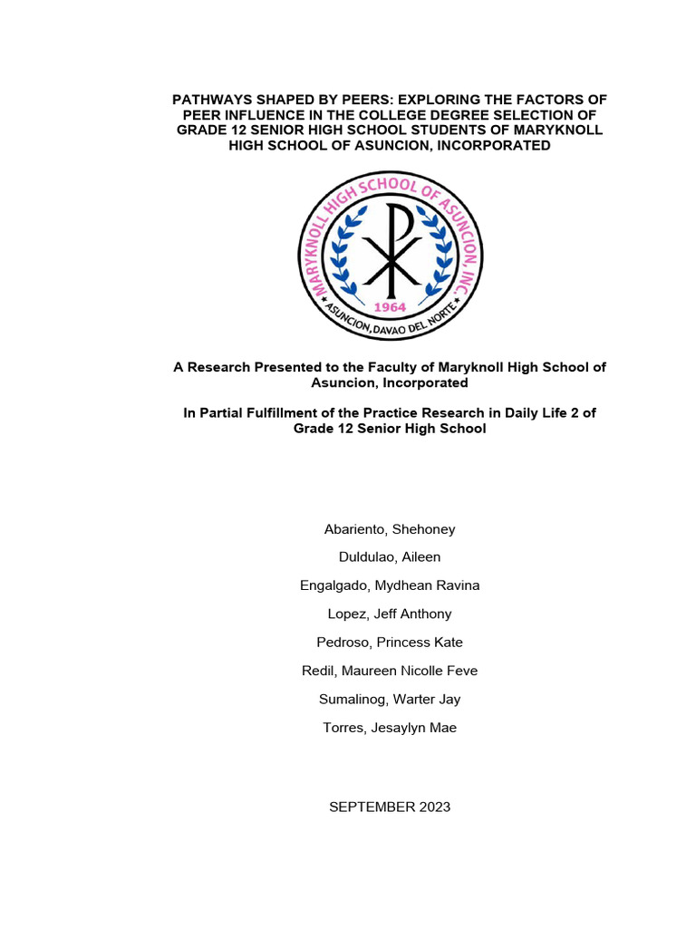 Pathways Shaped by Peers Final File For Outline | Download Free PDF ...