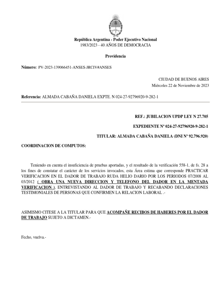Verificación de Jubilación de Daniela Almada | PDF | Finanzas y dinero