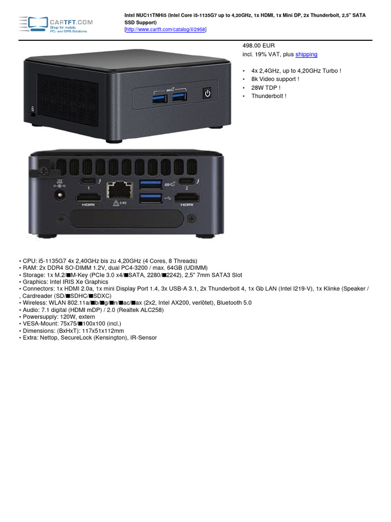 Intel NUC11TNHi5 | PDF