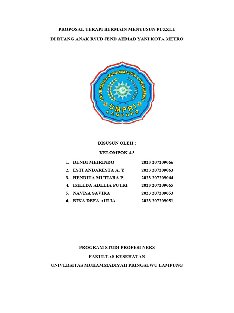 Proposal Terapi Bermain Menyusun Puzzle | PDF | Pengembangan Diri | Sains & Matematika