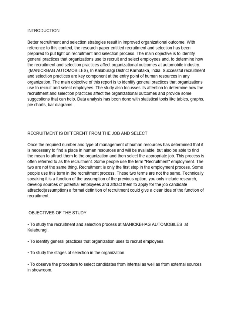 Objectives | PDF | Recruitment | Human Resources