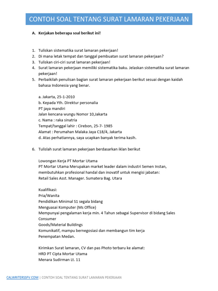 Surat Lamaran Pekerjaan Essay | PDF