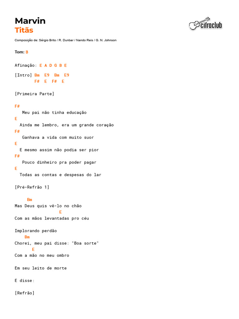 Cifra Club - Titãs - Marvin | PDF