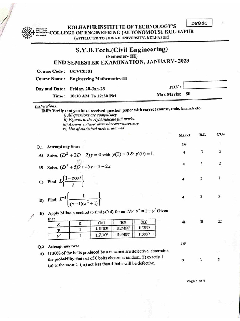 Ese Sy Civil 2023 Papers | PDF