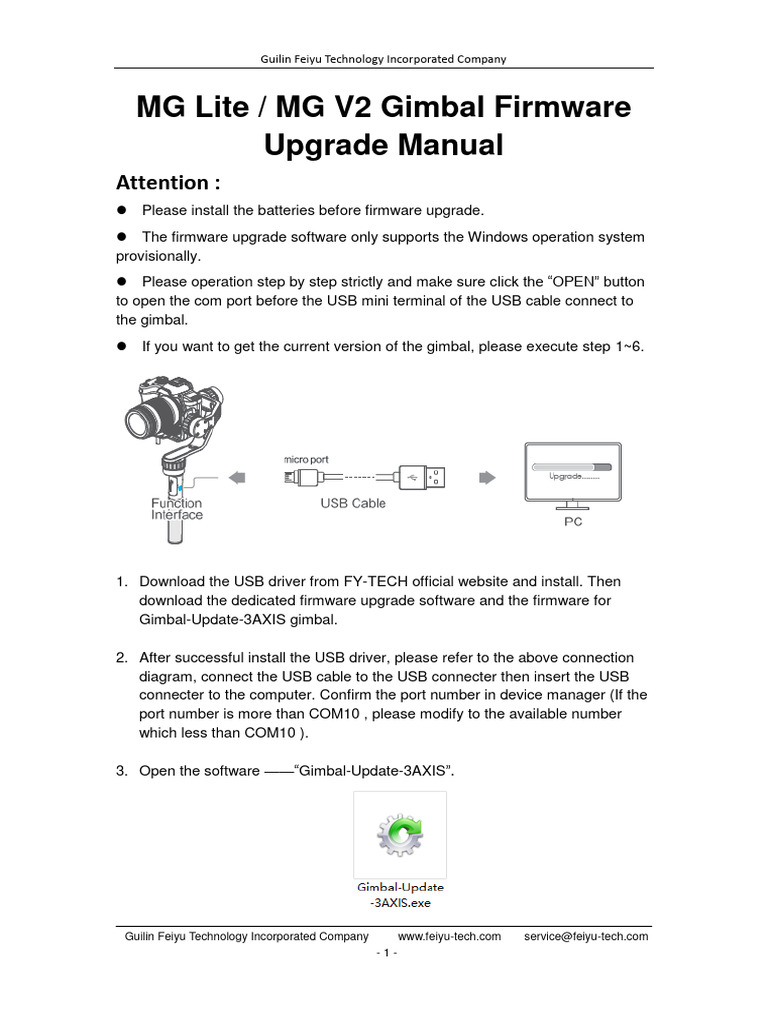MG Lite/V2 Gimbal Firmware Upgrade Guide | PDF | Usb | Button (Computing)