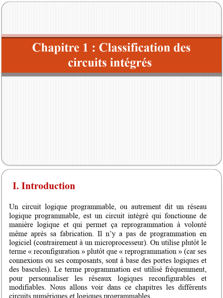 Chapitre 1 Classification Des Circuits Intégrés | PDF | Circuit intégré | Processeur de signal ...