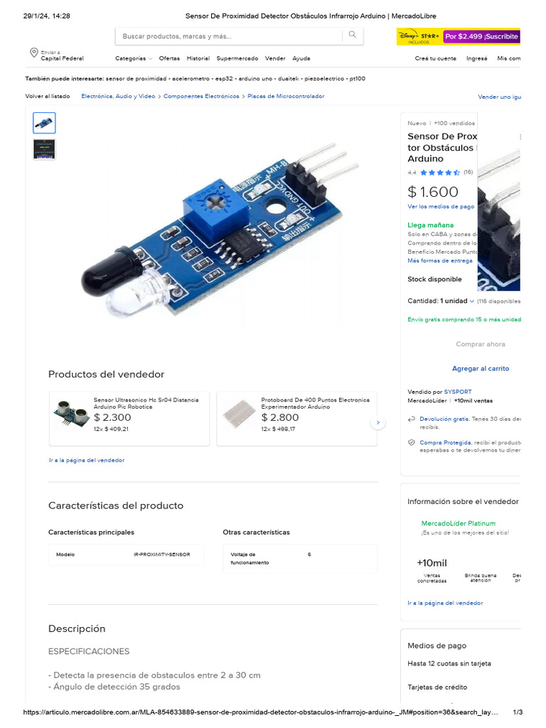 Sensor de Proximidad Detector Obstáculos Infrarrojo Arduino | PDF ...