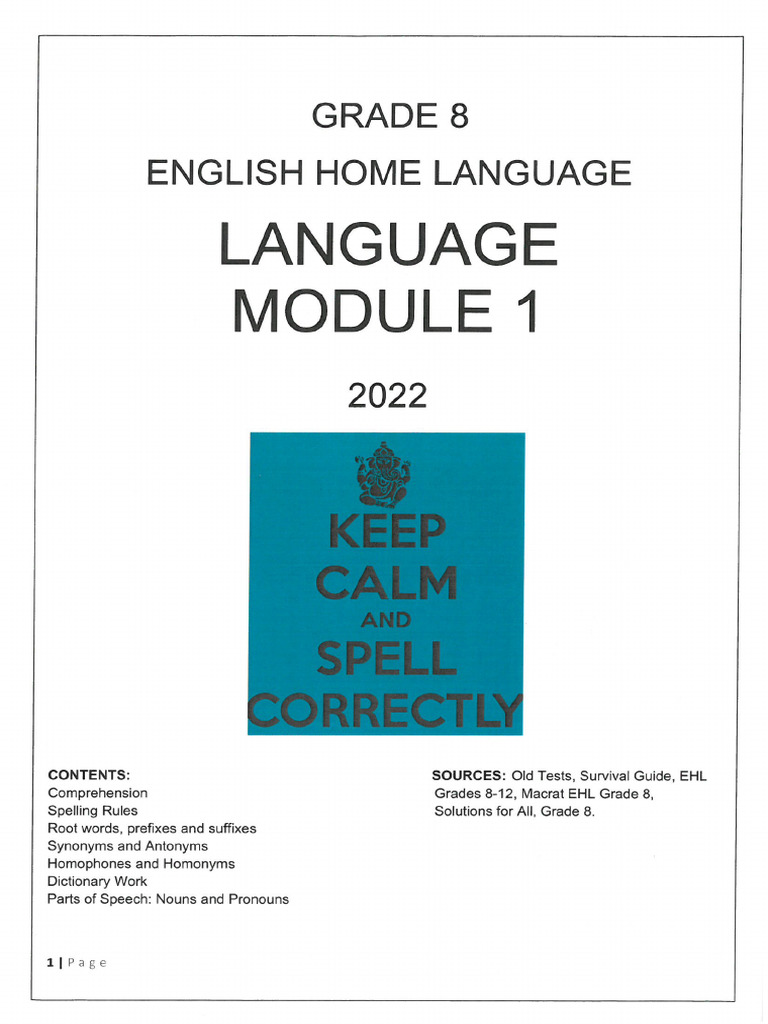 GR 8 Ehl Language Module 1 2022 | PDF