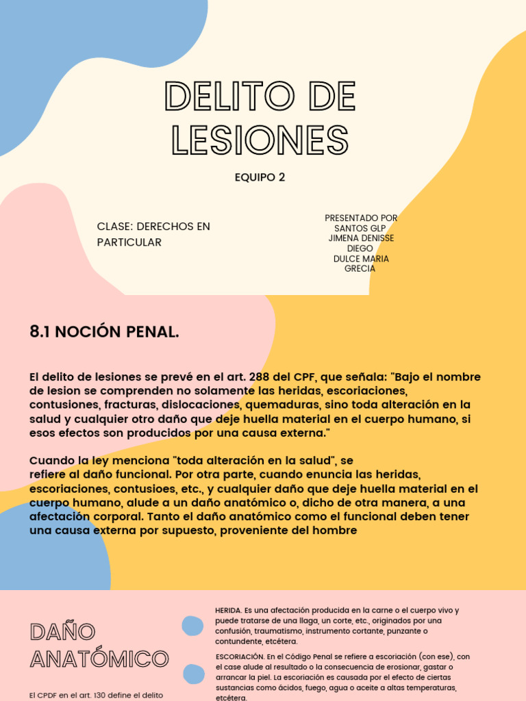 Delito De Lesiones Derecho Penal Pdf Homicidio Justicia Penal