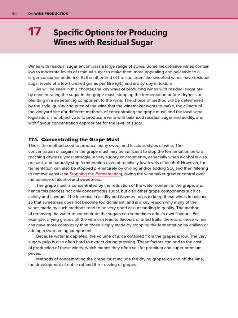 Producing Wines With Residual Sugar | PDF | Winemaking | Wine