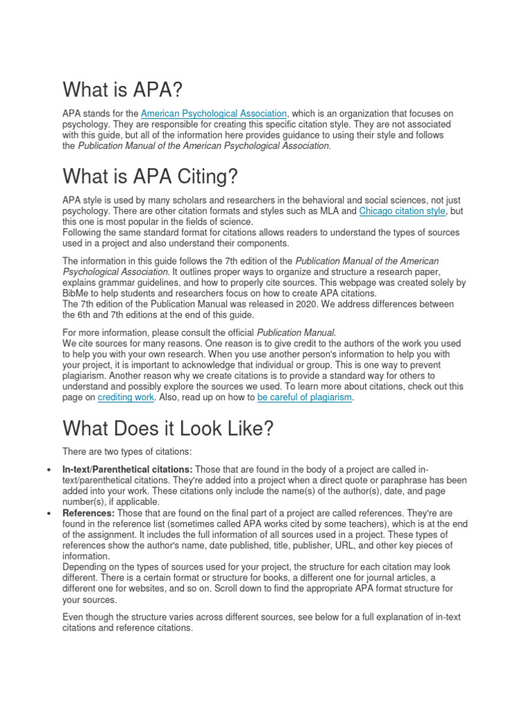 What Is APA | PDF | Citation | Apa Style