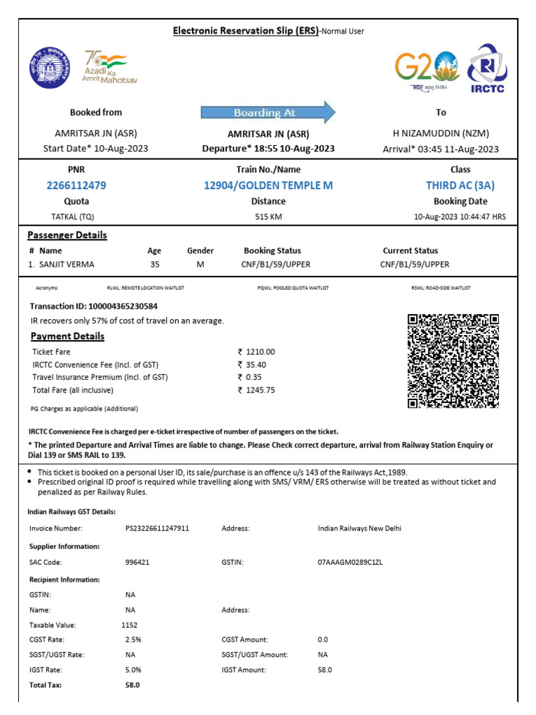 Amritsar To NZM | PDF | Identity Document