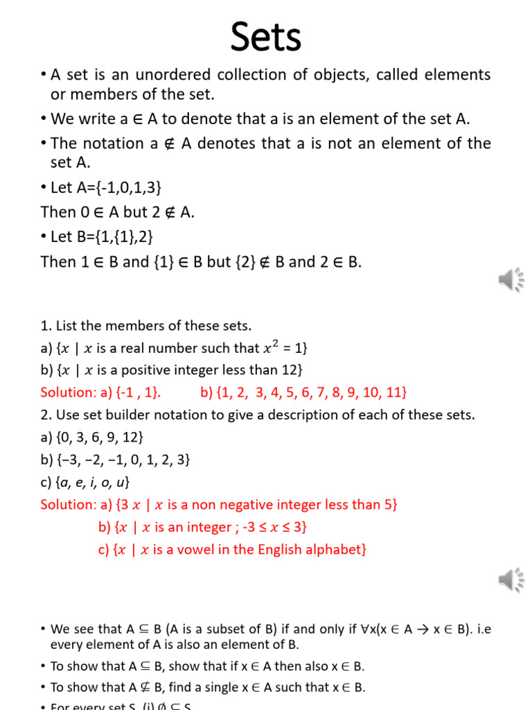 Sets 1 | PDF | Set (Mathematics) | Empty Set