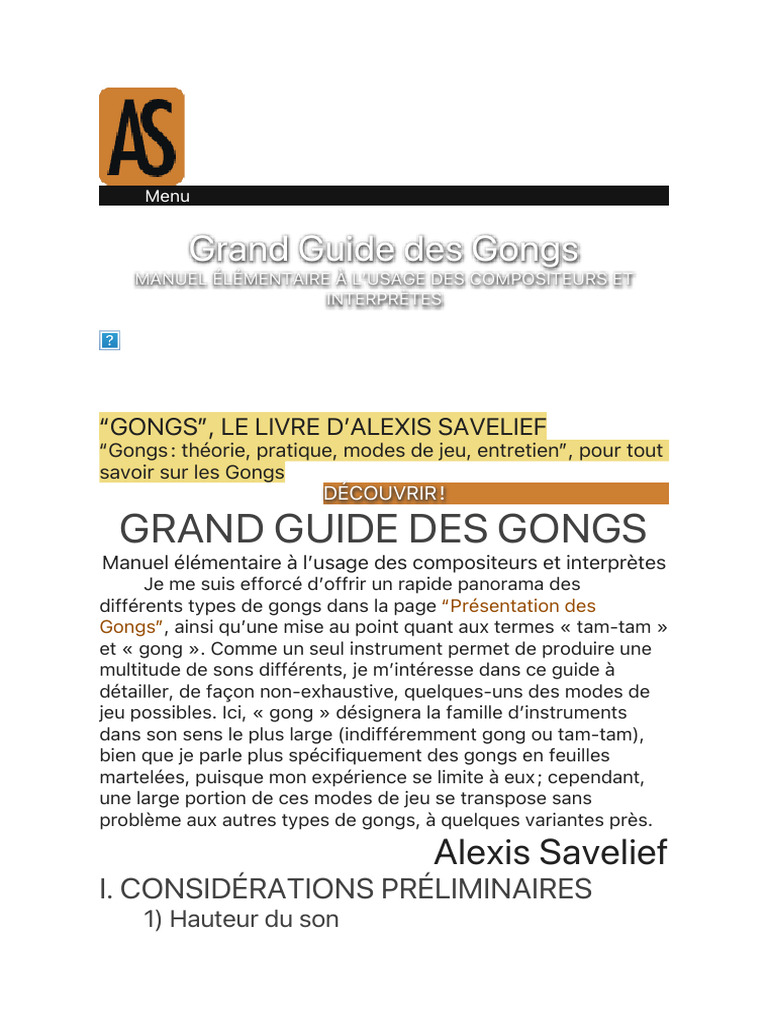 Guide de Jeu Des Gongs Avec Les Mailloches | PDF | Instruments à corde ...