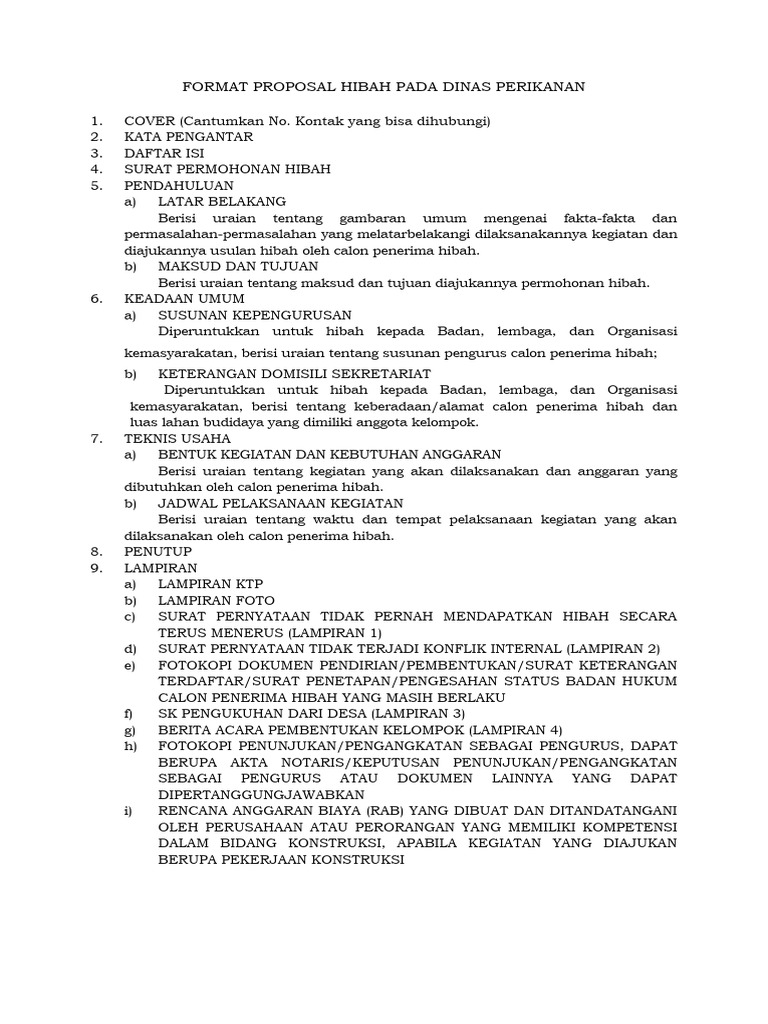 Format Proposal Hibah Perikanan | PDF | Griya & Taman
