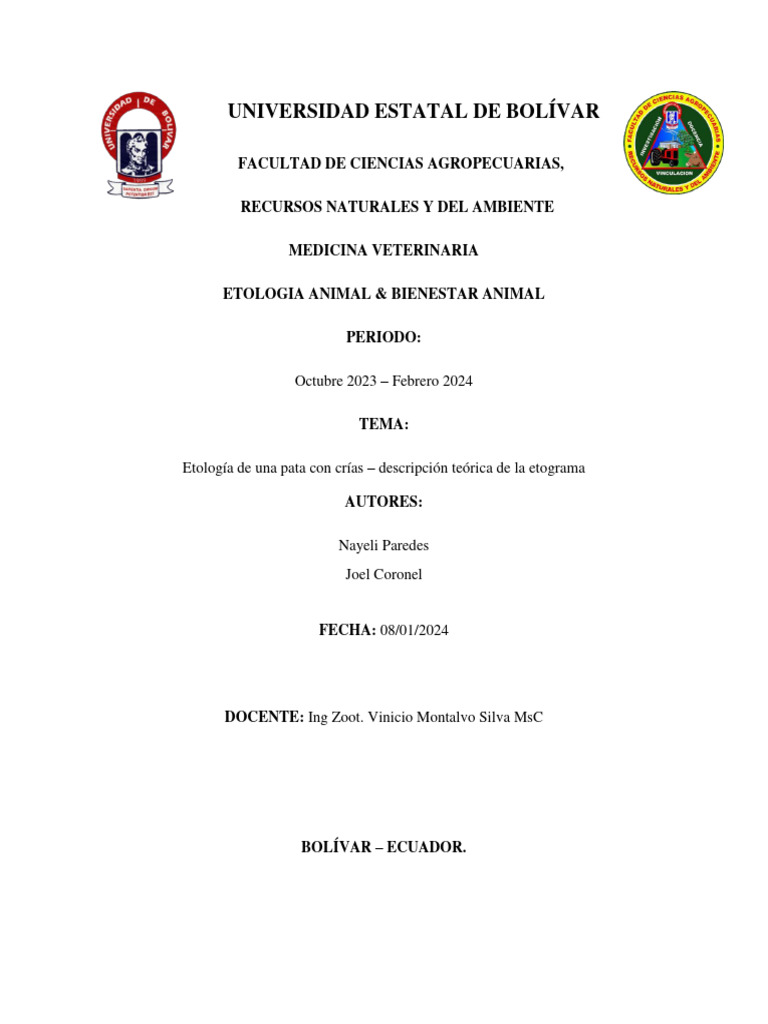 Pae (1) - MV (A) - Etologia - Teoria Del Etograma Pata Cria | PDF | Aves