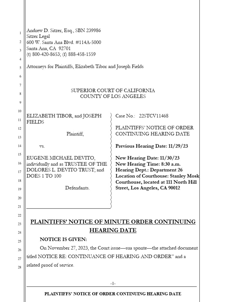 TIBOR - PS' Notice of Ruling - All Served (E-Mail) | PDF | Common Law ...