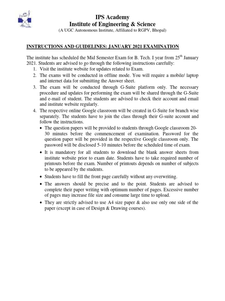 Instructions To Students For MST Examination | PDF | Image Scanner | Computing