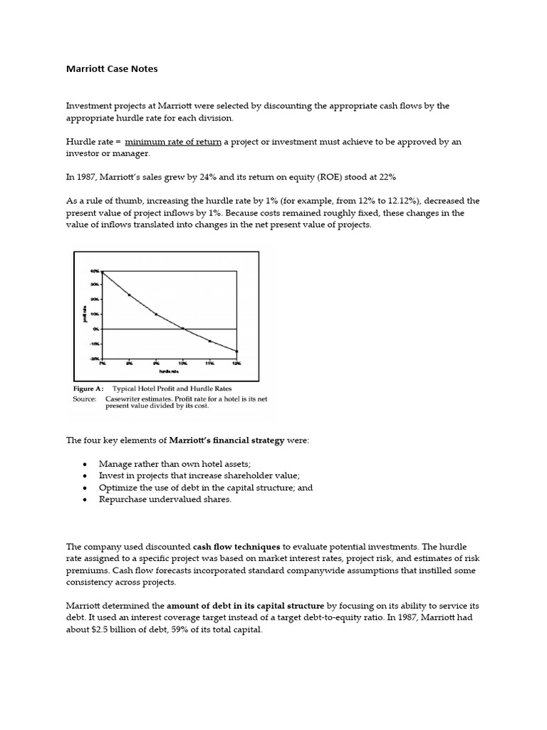 Marriott Case Notes | PDF | Beta (Finance) | Investing