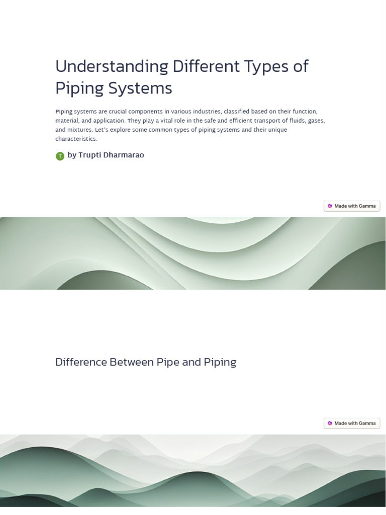 Understanding Different Types of Piping Systems | PDF | Plumbing | Pipe ...