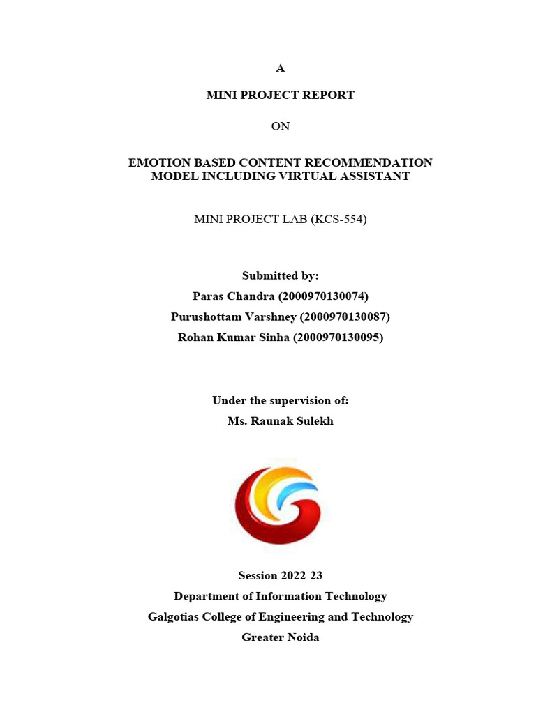 Mini Project Report 22 | PDF | Python (Programming Language) | Library (Computing)