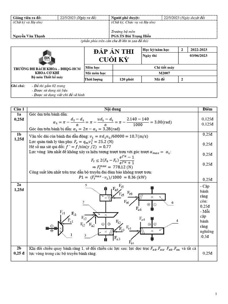 2023.6.04 - Dap An Chi Tiet May - HK222 | PDF