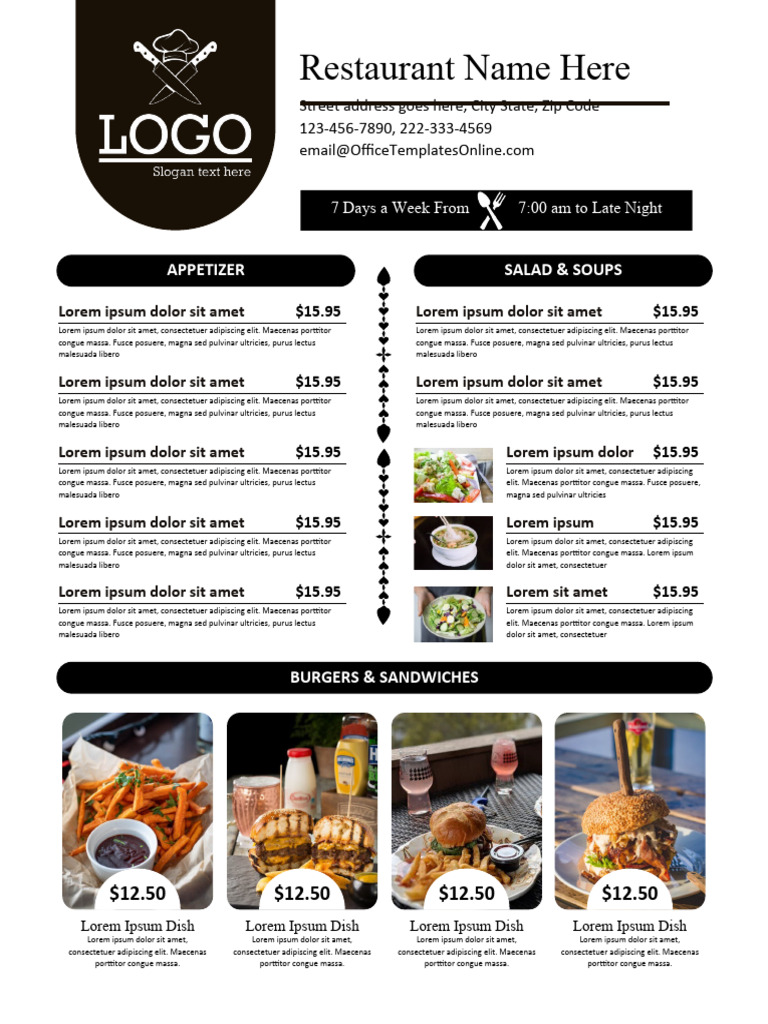 A La Carte Menu Template | PDF | Cooking | Restaurants