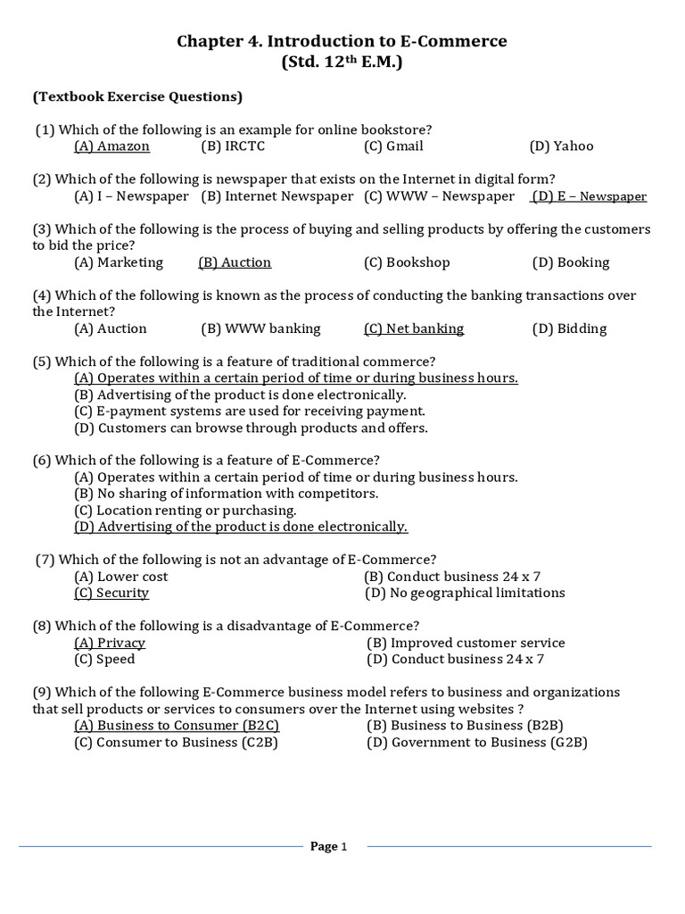 CH-4 Textbook+extra MCQ | PDF | E Commerce | Business Process