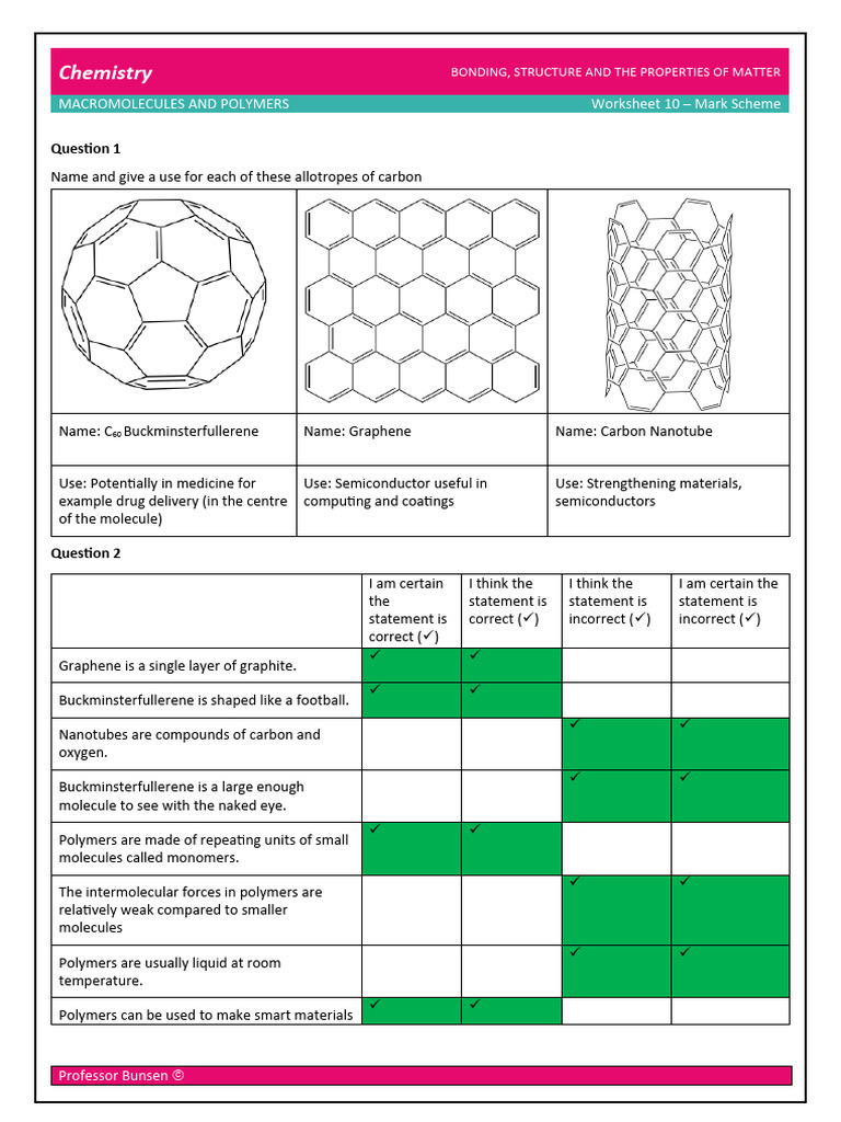 MS Worksheet 10 | Download Free PDF | Polymers | Carbon