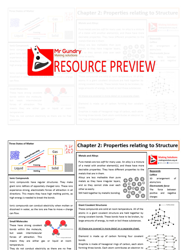 4-Properties Relating To Structure Revision Sheet | PDF | Chemical Bond | Chemical Compounds