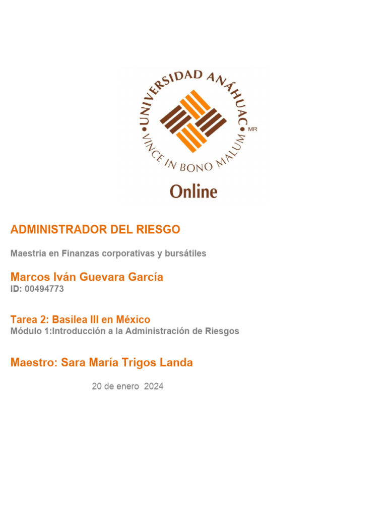 Tarea 2.basilea III en México | PDF | Préstamo hipotecario | Basilea Iii