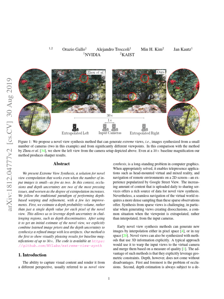 Extreme View Synthesis | PDF | Stereoscopy | Computer Science