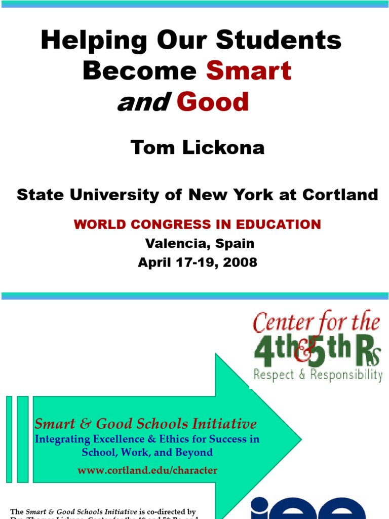 Smart & Good Schools: Character Education | PDF | Critical Thinking ...