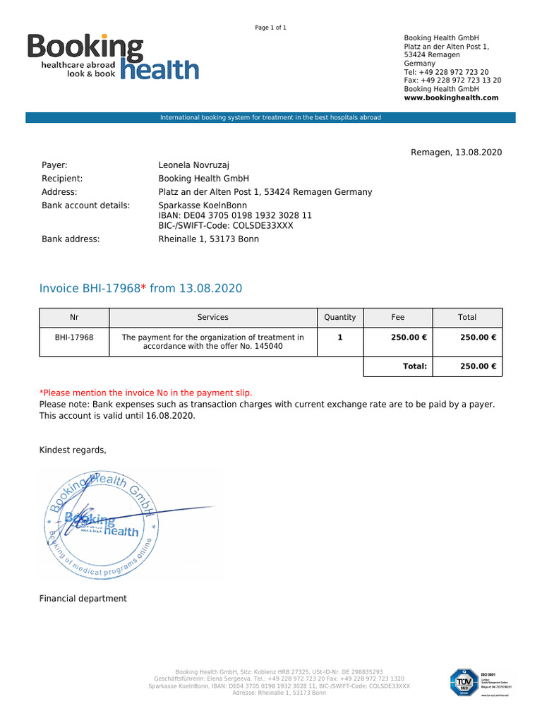 Invoice 145040booking Health | PDF | Business | Corporate Governance