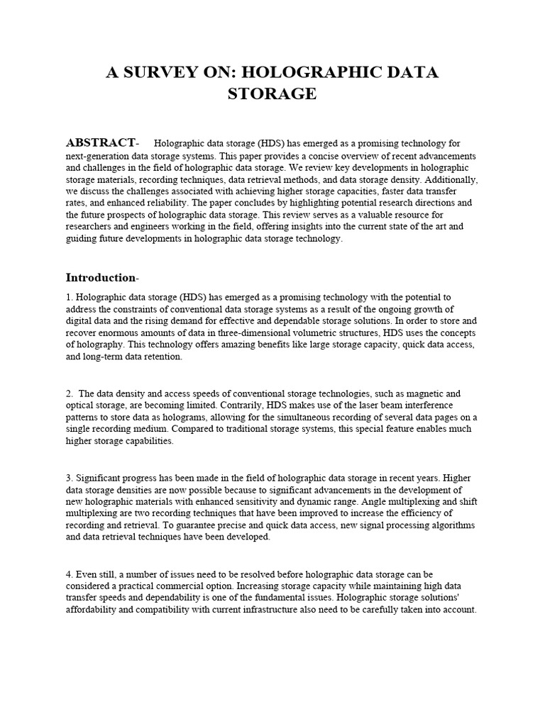 Holographic Data Storage | PDF | Holography | Computer Data Storage