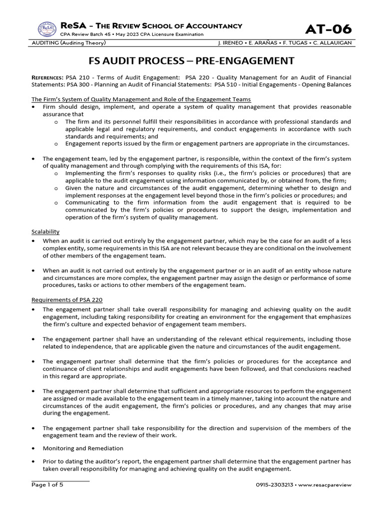 Pre-Engagement Audit Process Guide | PDF | Audit | Financial Audit