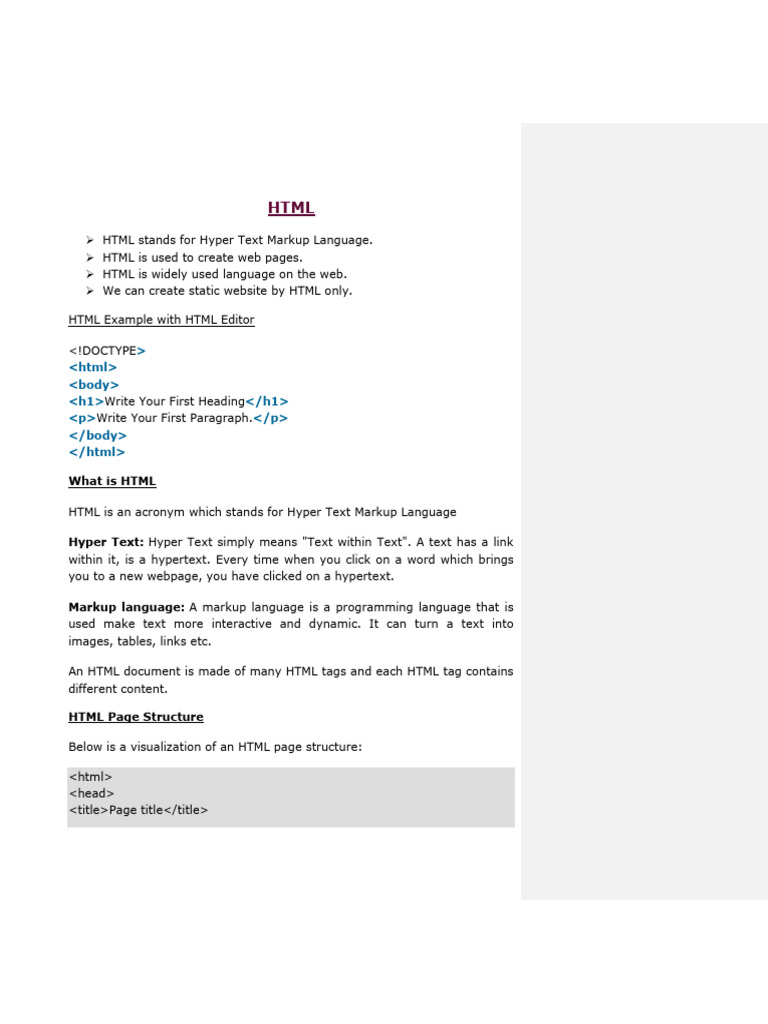 Htmlandhtml 5 Pdf Html Element Html