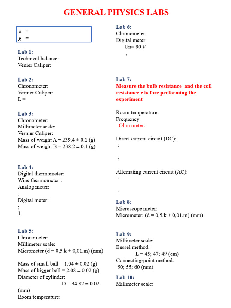 Given Data For Lab 1 To Lab 10 | PDF