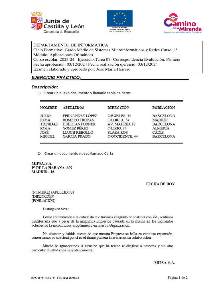 T07 Correspondencia | PDF