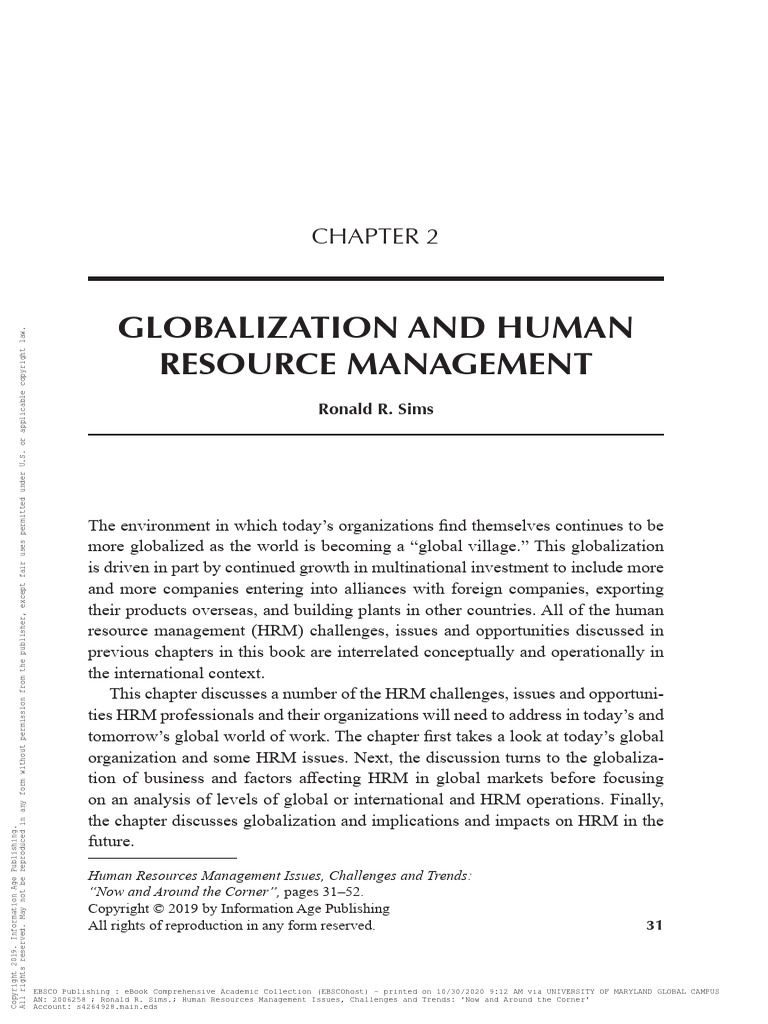 Globalization and Human Resource Mangement | PDF | Human Resource ...