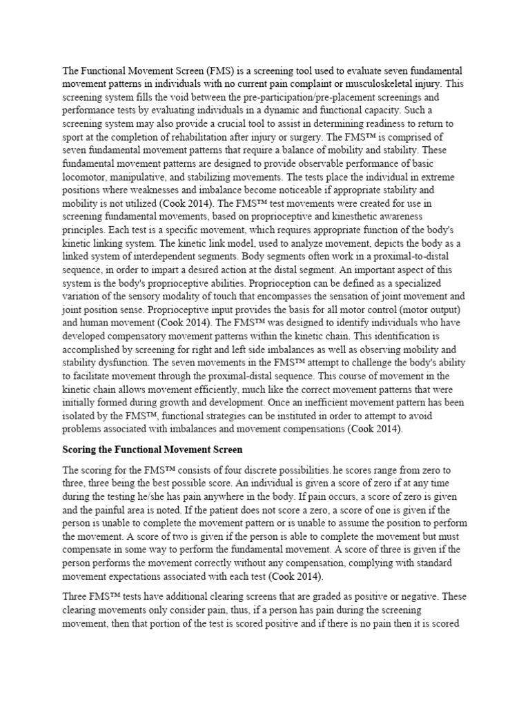 The Functional Movement Screen | PDF | Anatomical Terms Of Motion ...