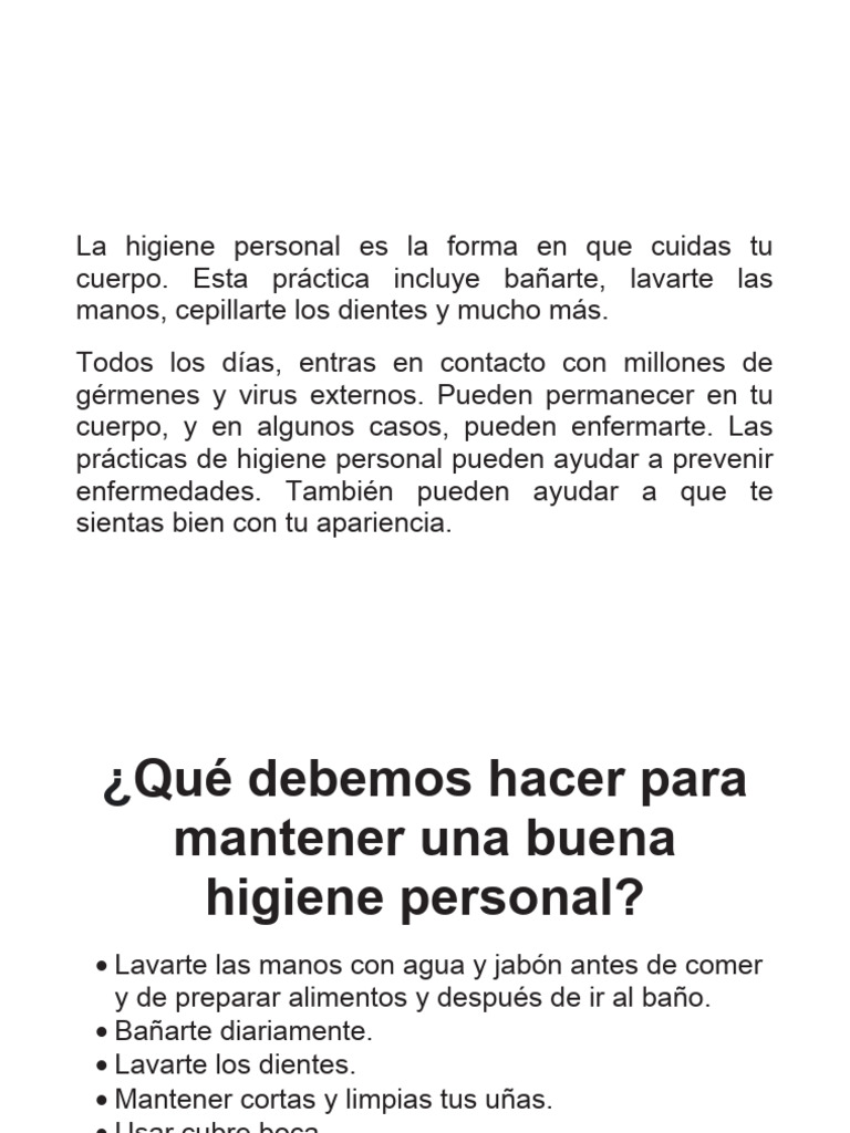 Definición de higiene personal | PDF | Estilo de vida