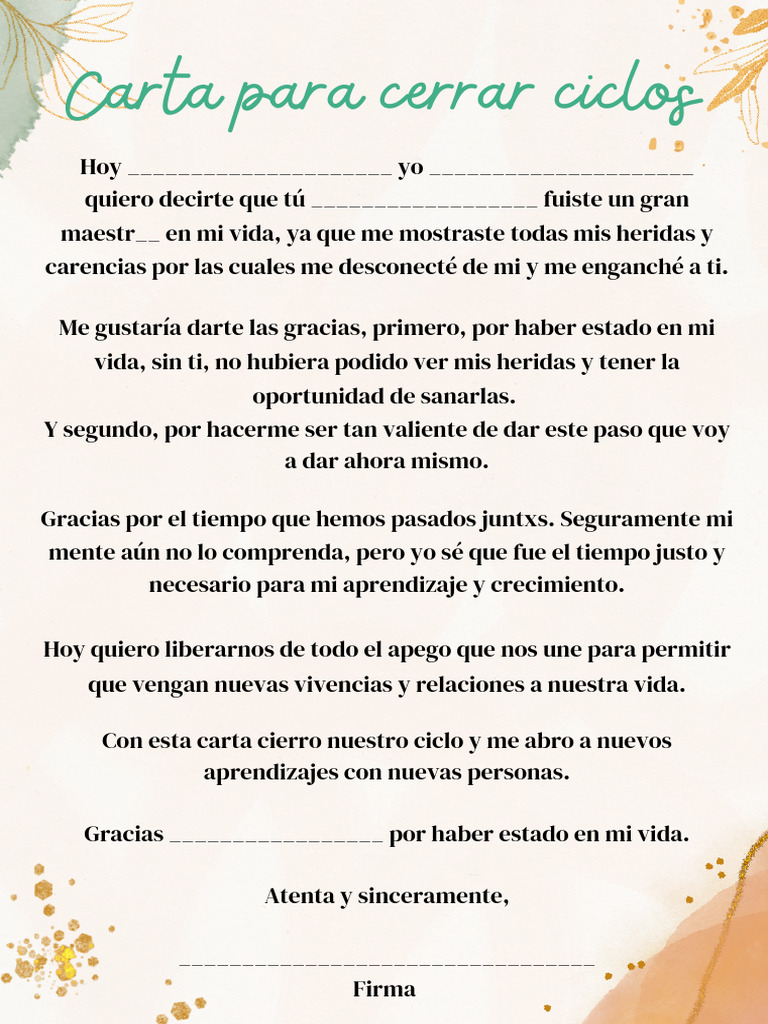 Carta para cerrar ciclos | PDF