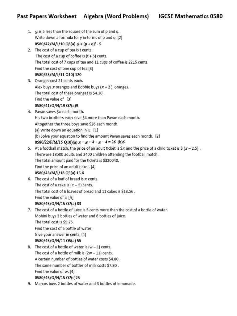 16 (B) Algebra (Word Problems) | PDF | Algebra | Mathematics