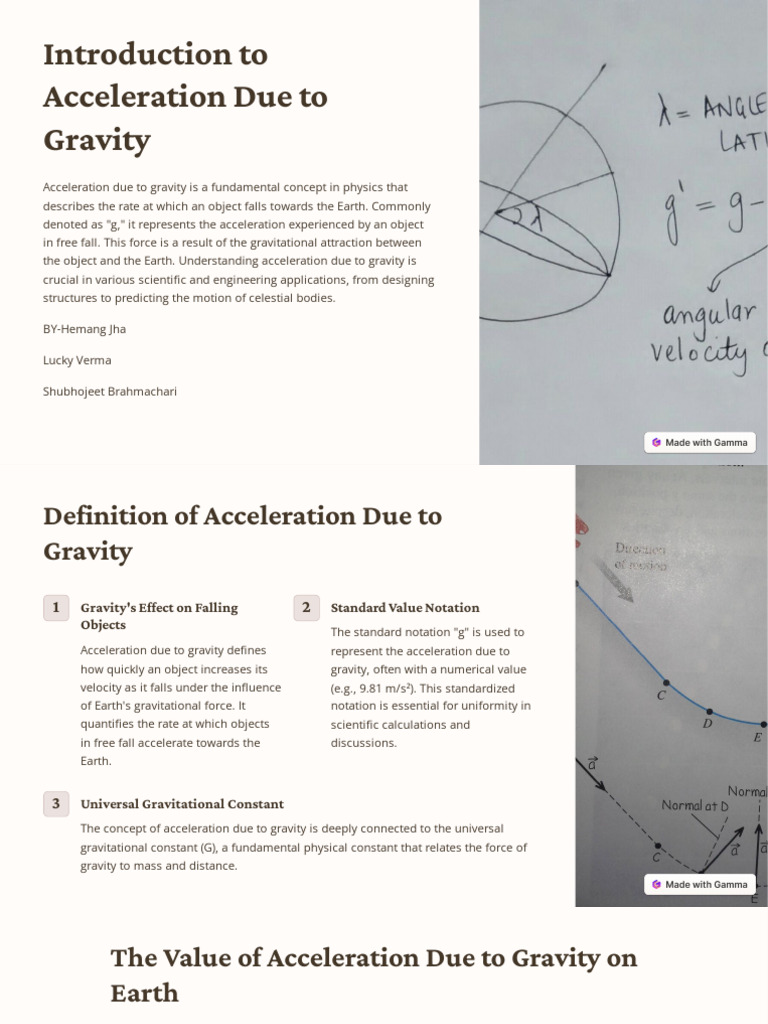 Introduction To Acceleration Due To Gravity | PDF